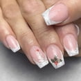 Christmas Press on Nails White Short Square - ZWENJIE Pink Fake Nails ...