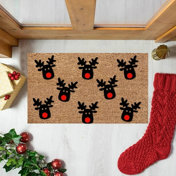 Christmas Print Doormat, Holiday Welcome Mat for Indoor and Outdoor Use ...