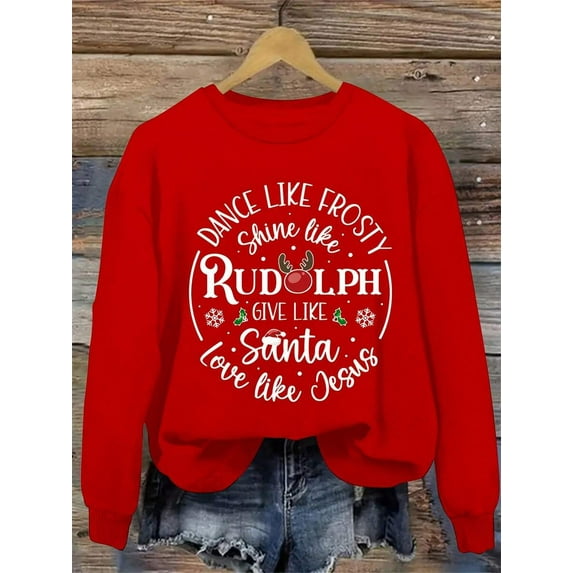 Christmas Print Pullover Sweatshirt, Casual Long Sleeve Crew Neck ...