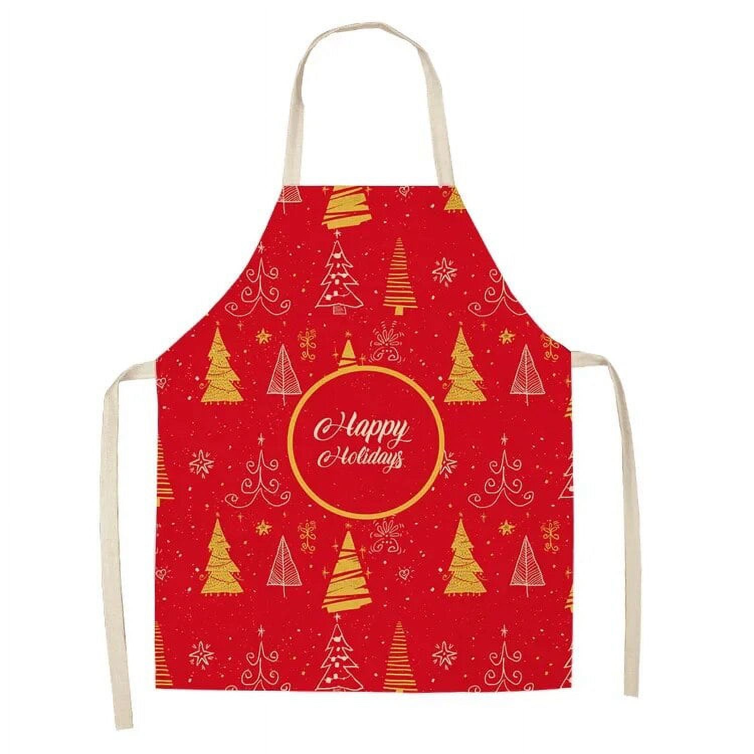 Christmas Print Women's Kitchen Apron Waterproof and Oil-proof Cooking ...