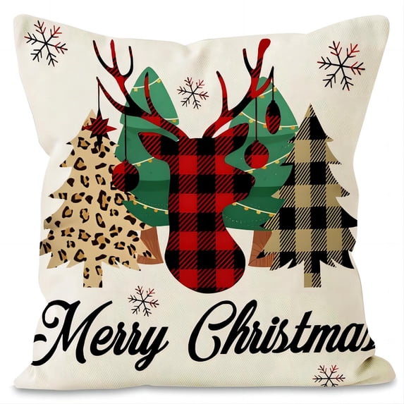 Christmas Printed Linen Cushion Cover Decorative Pillow for Sofa ...