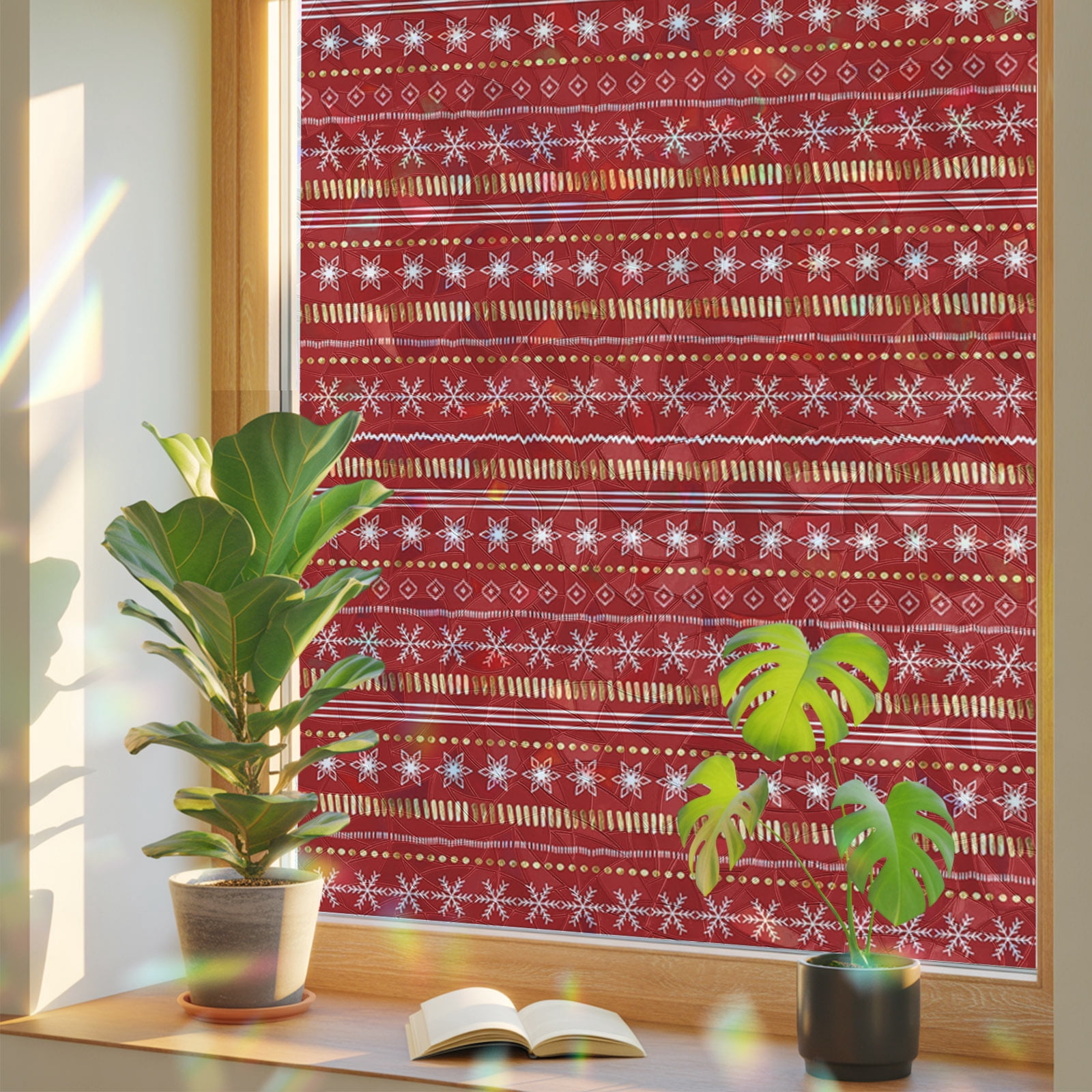 Christmas Privacy Window Film, Decorative Stained Glass Window Film ...