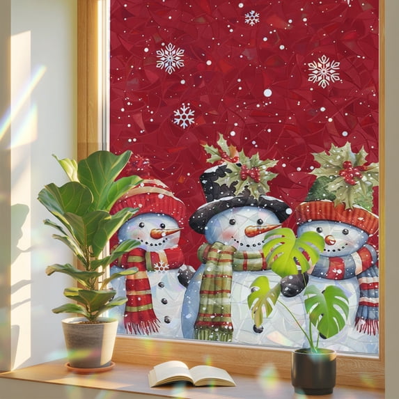 Christmas Privacy Window Film, Decorative Stained Glass Window Film ...