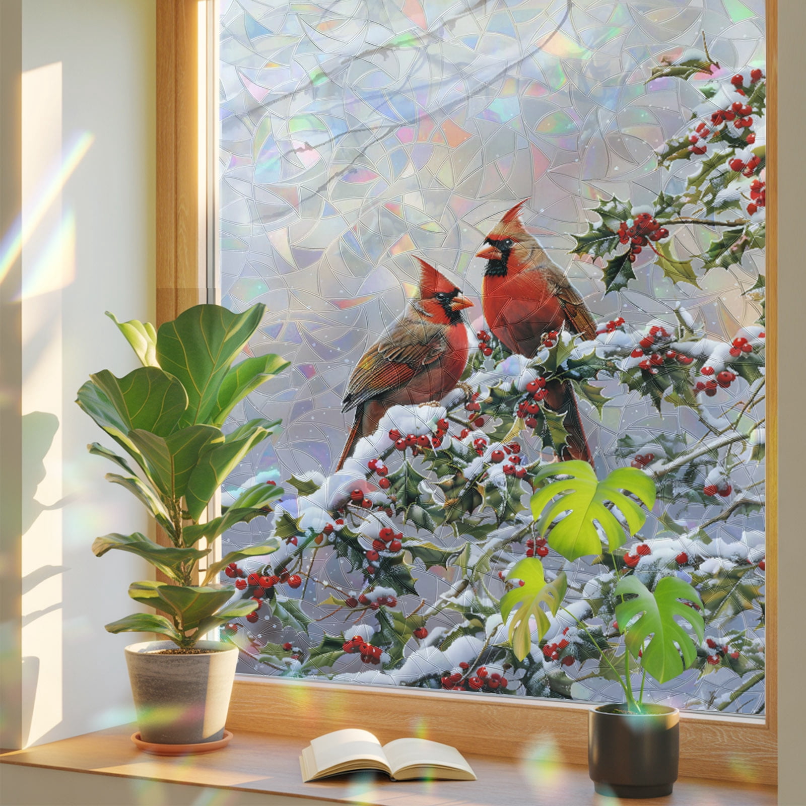 Christmas Privacy Window Film, Decorative Stained Glass Window Film ...