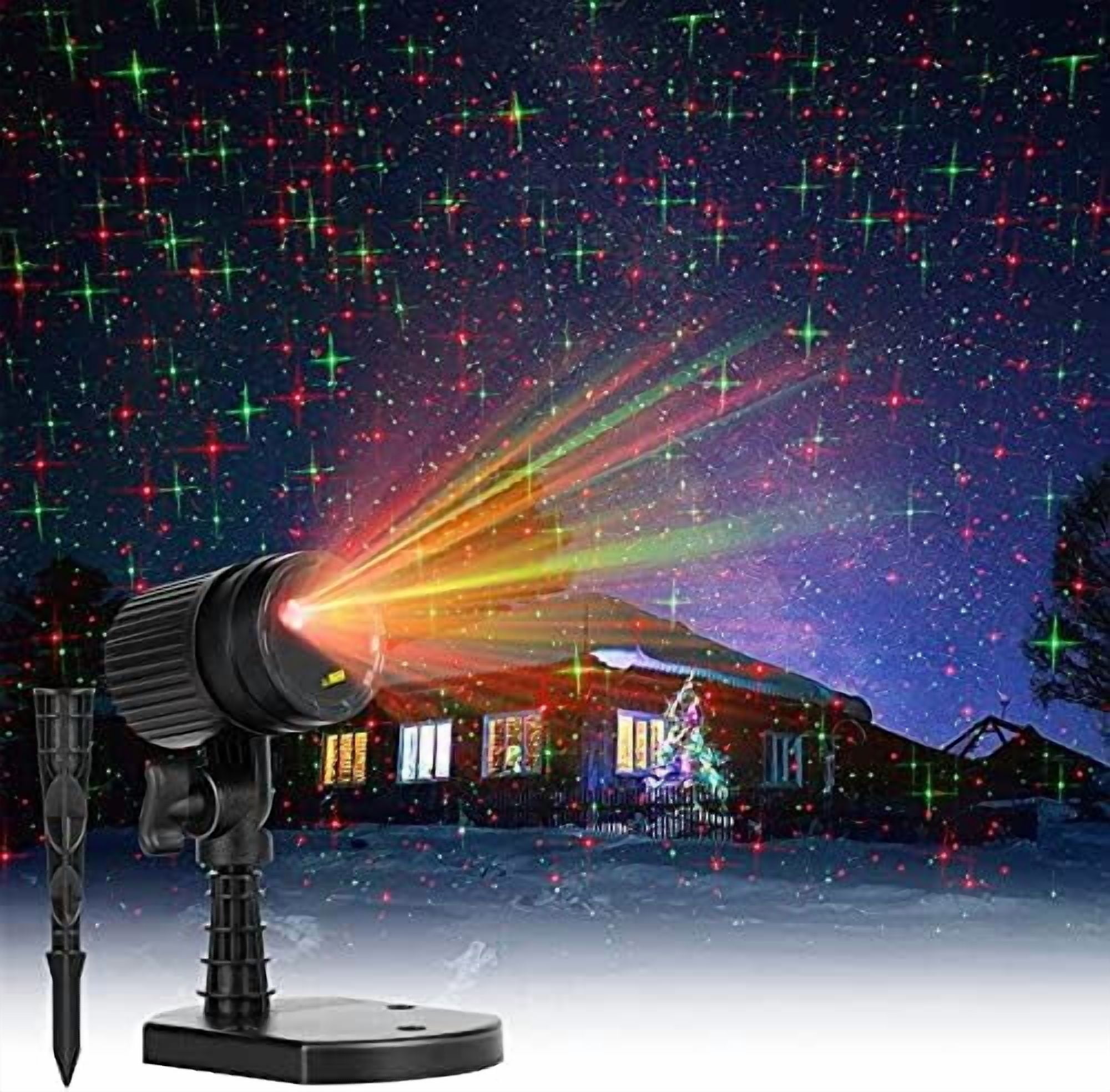 Christmas Projector Laser Lights Outdoor Red and Green Starry Projection Light 3 Working Modes ...