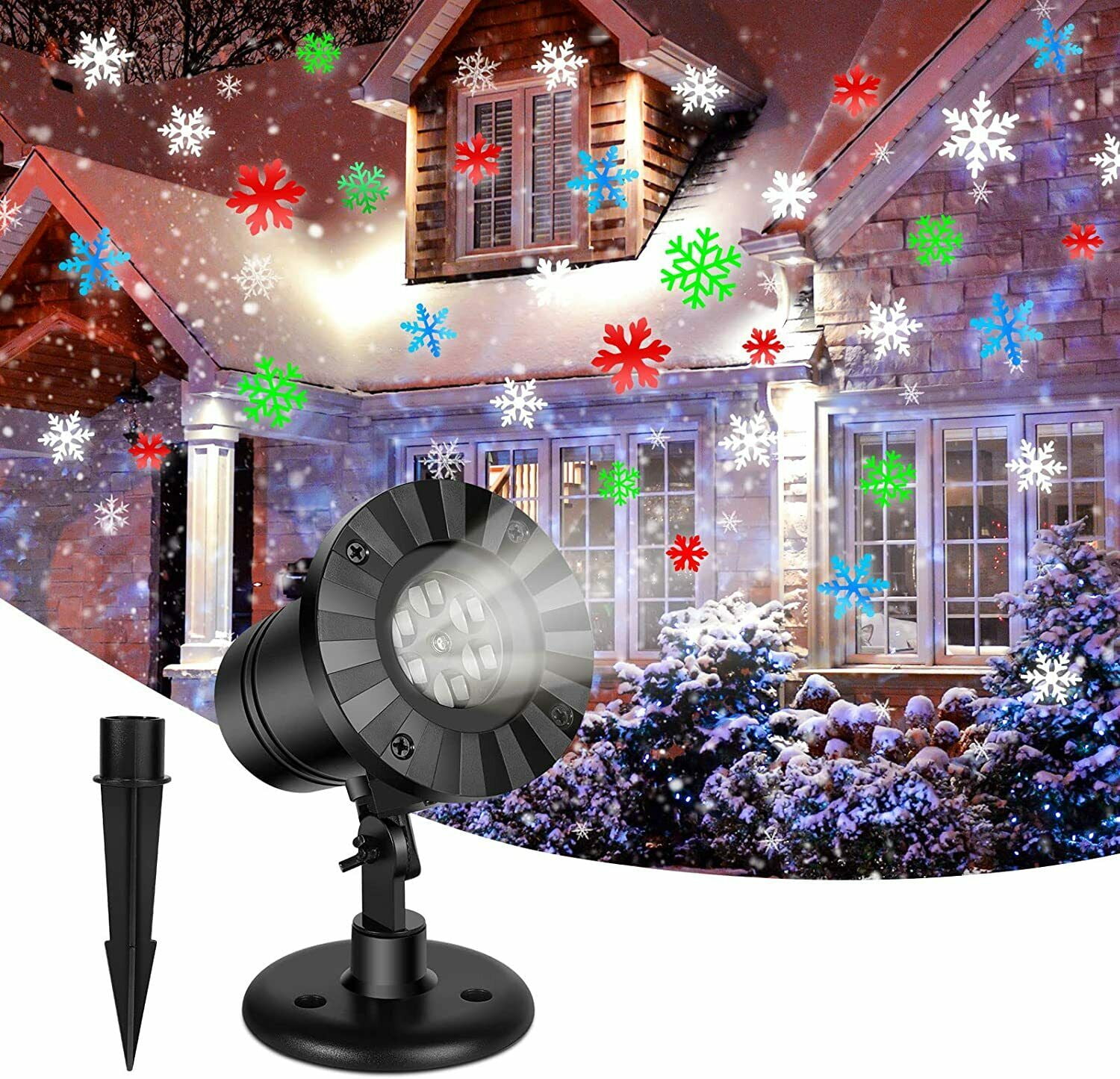 Christmas Projector Lights LED Landscape Projection Moving Snowfall ...