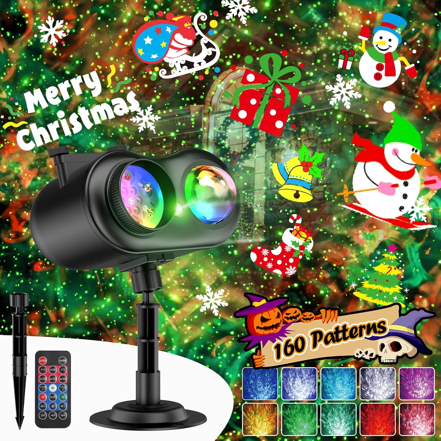 Christmas Projector Lights Outdoor, 9 High-Definition Patterns Laser ...