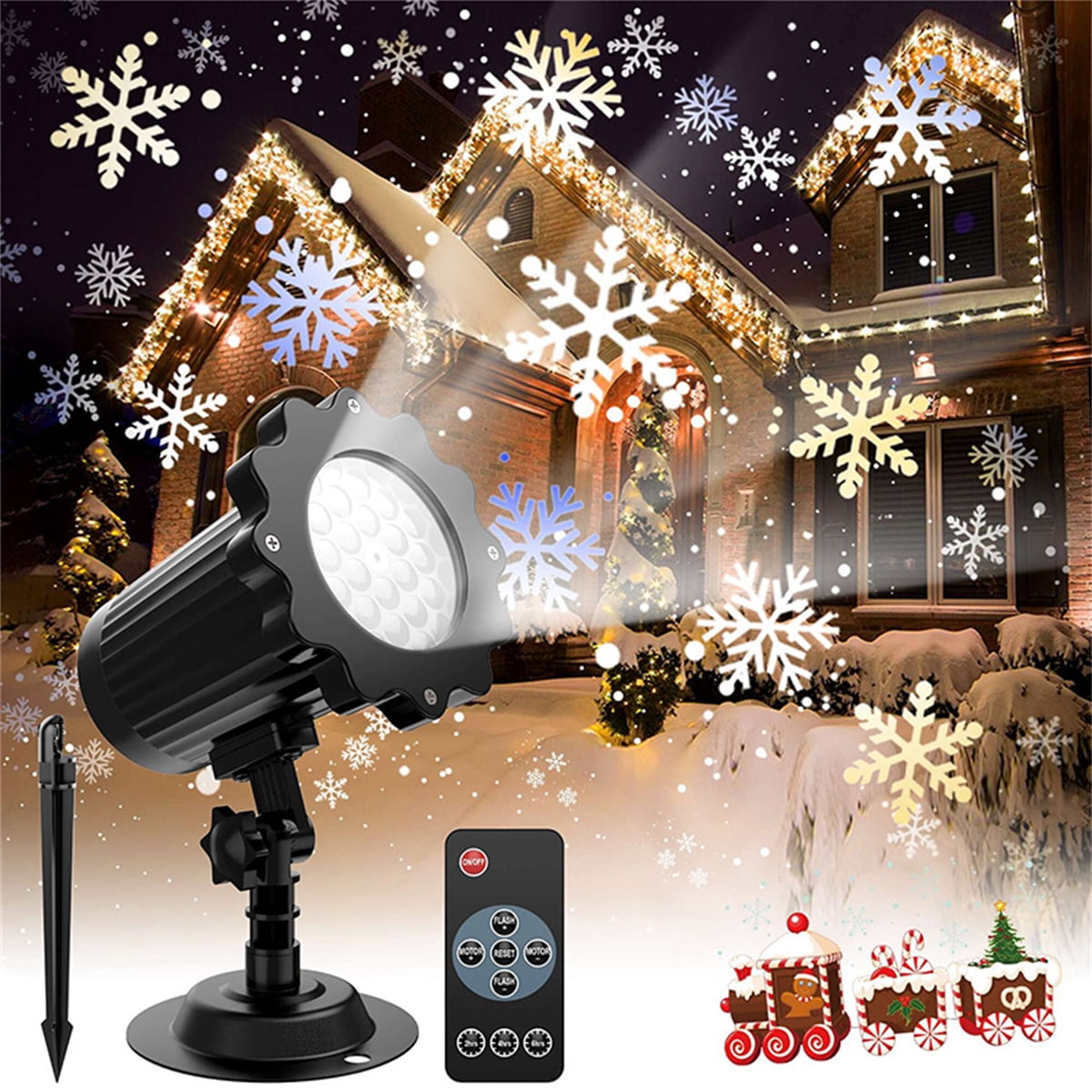 Outdoor Christmas Snowflake Projector Lights - Waterproof LED Snowfall ...