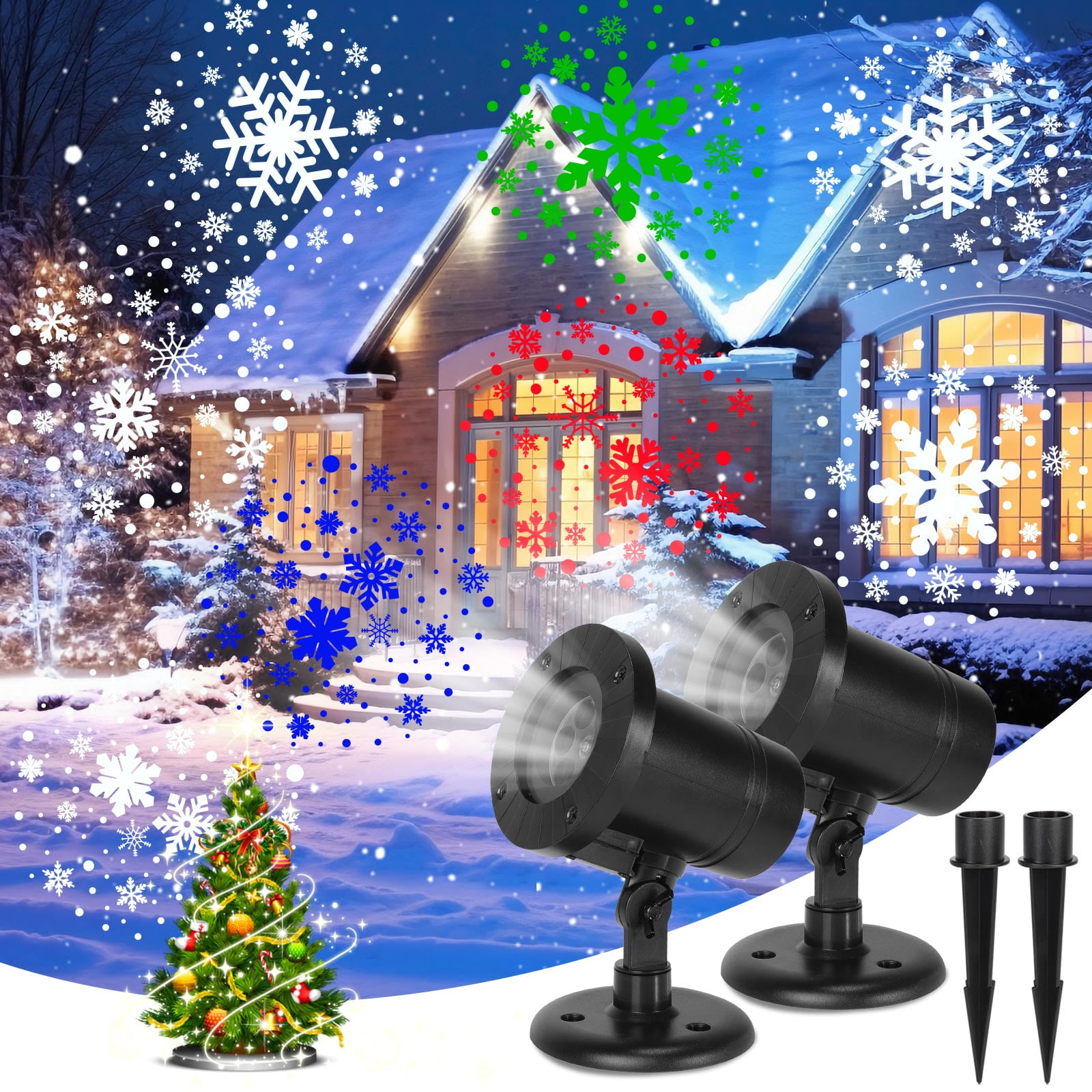 Christmas Projector Lights Outdoor & Indoor, 【2 Packs】 Snowflake ...
