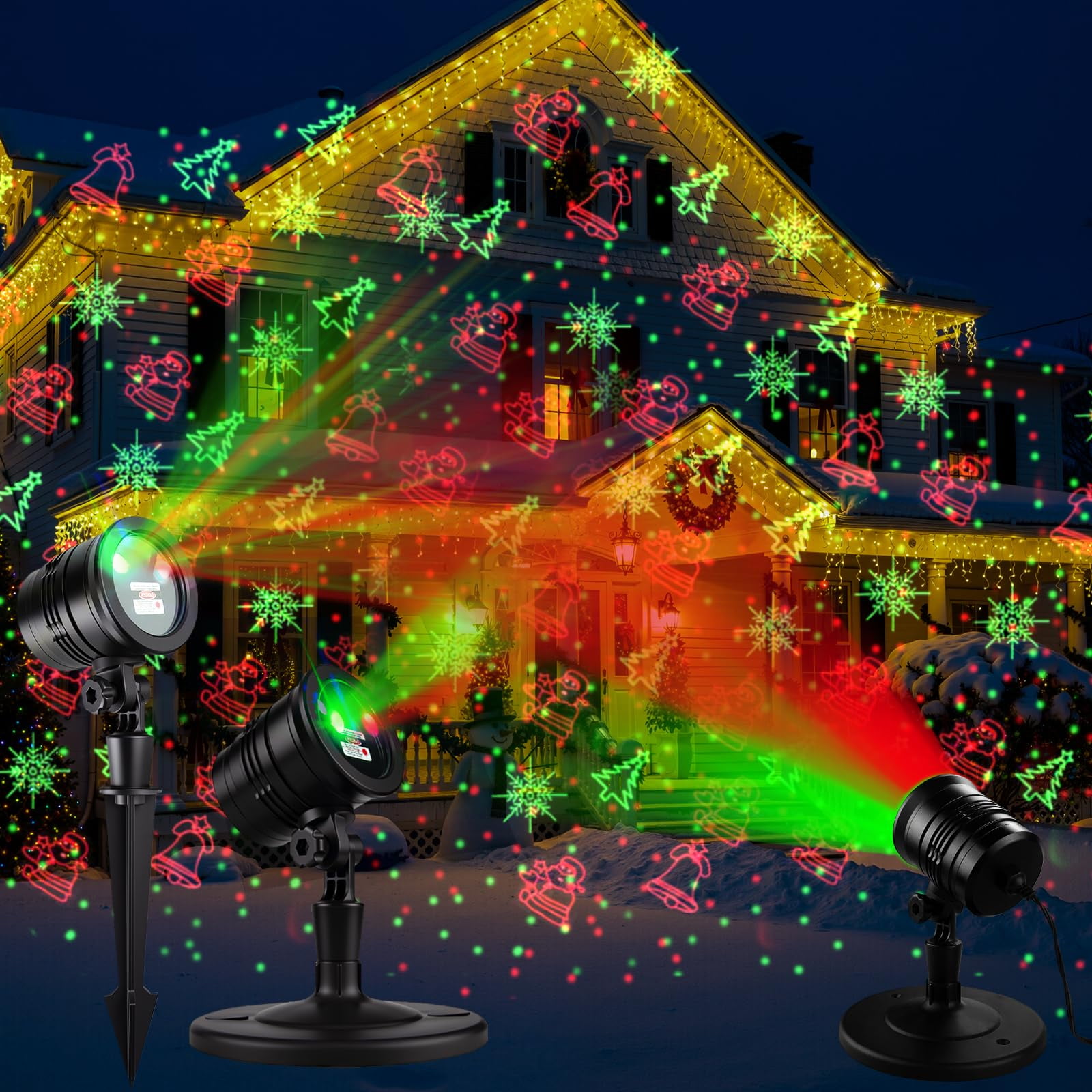 Christmas Projector Lights Outdoor, Laser Light Projector with Remote ...