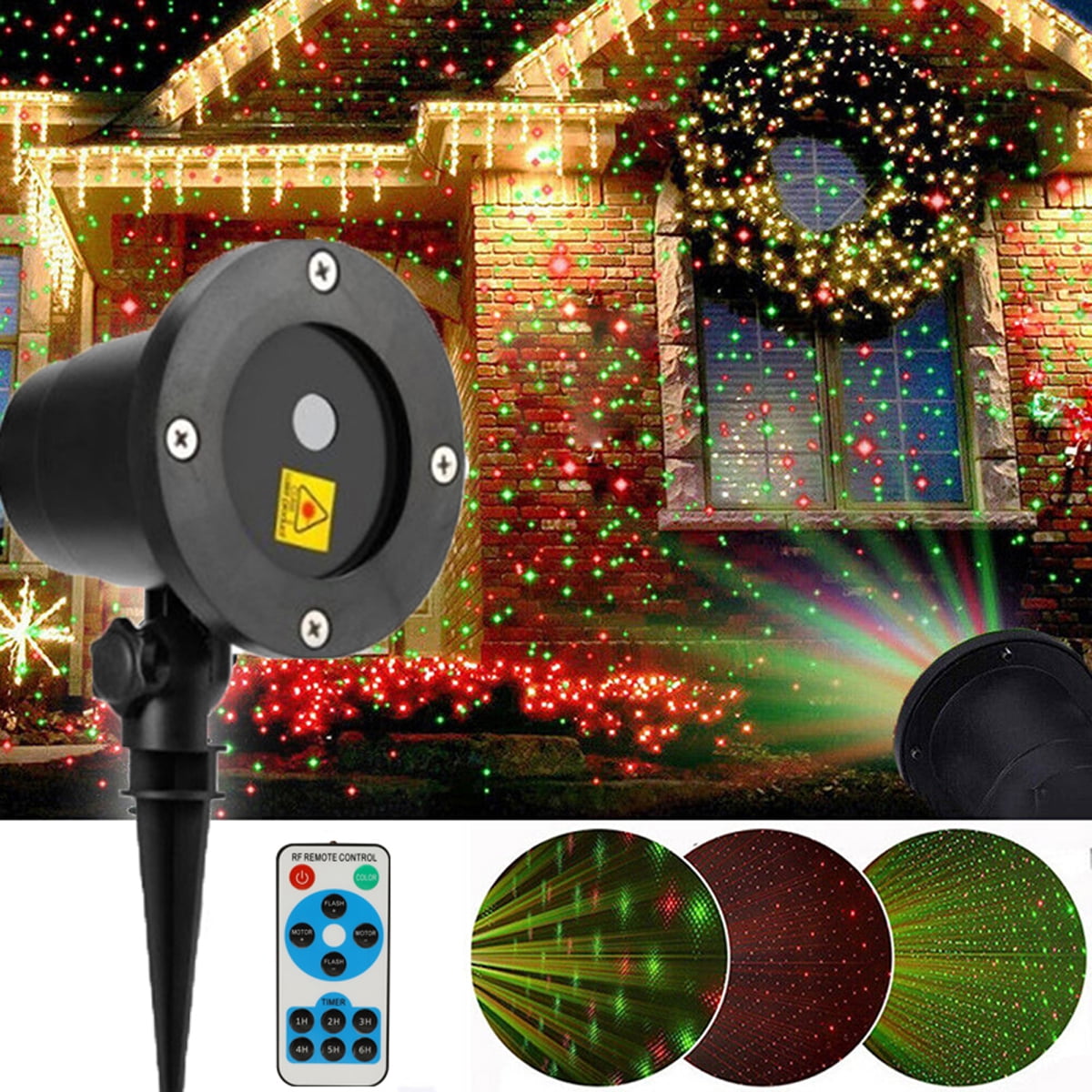 Christmas Projector Lights Outdoor, Moving Red Green Laser Holiday ...