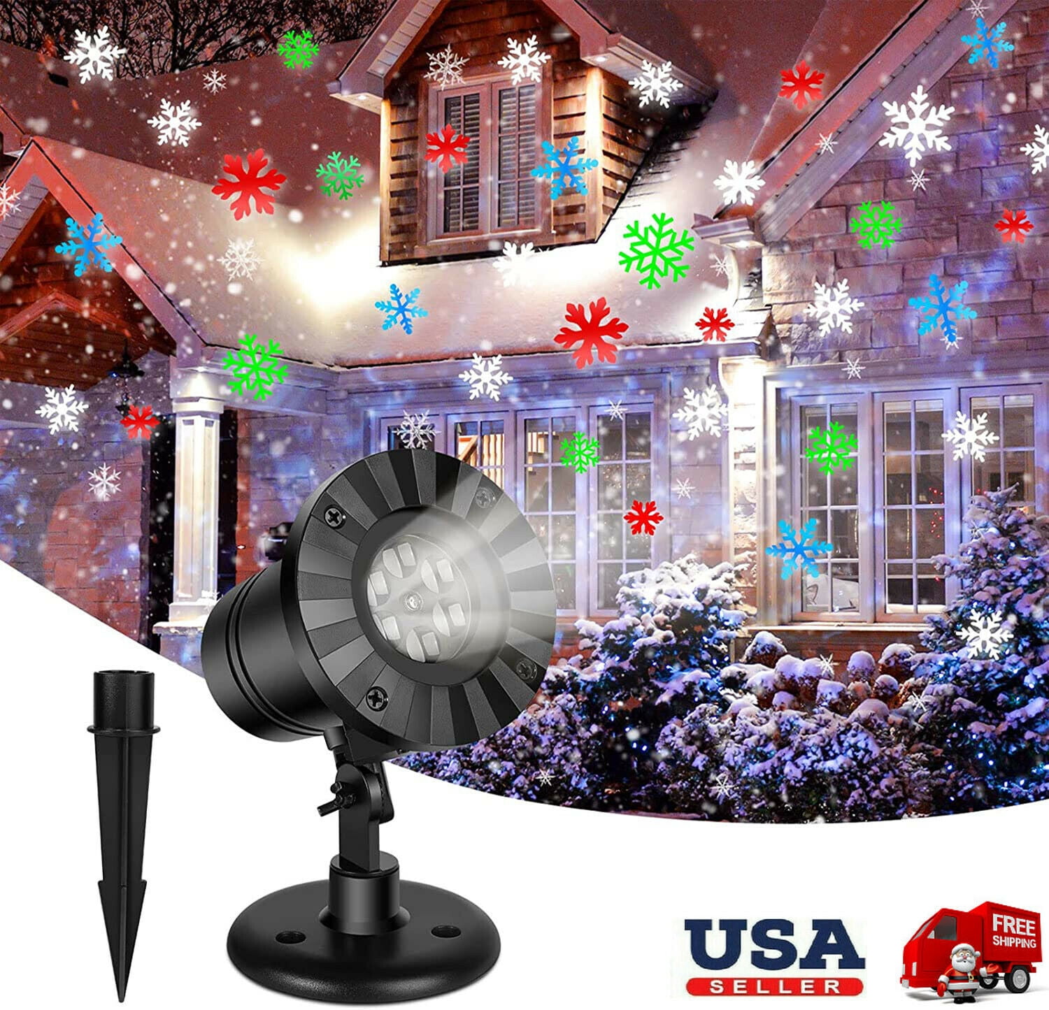 SHANNA Rotating Snowflake Projector Lamp, Outdoor and Indoor Holiday ...