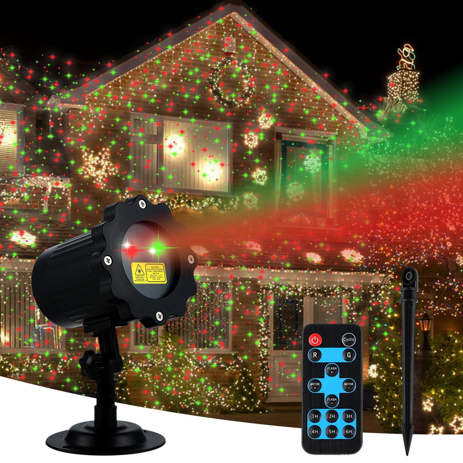 Christmas Projector Lights Outdoor with Remote - Waterproof LED Holiday ...