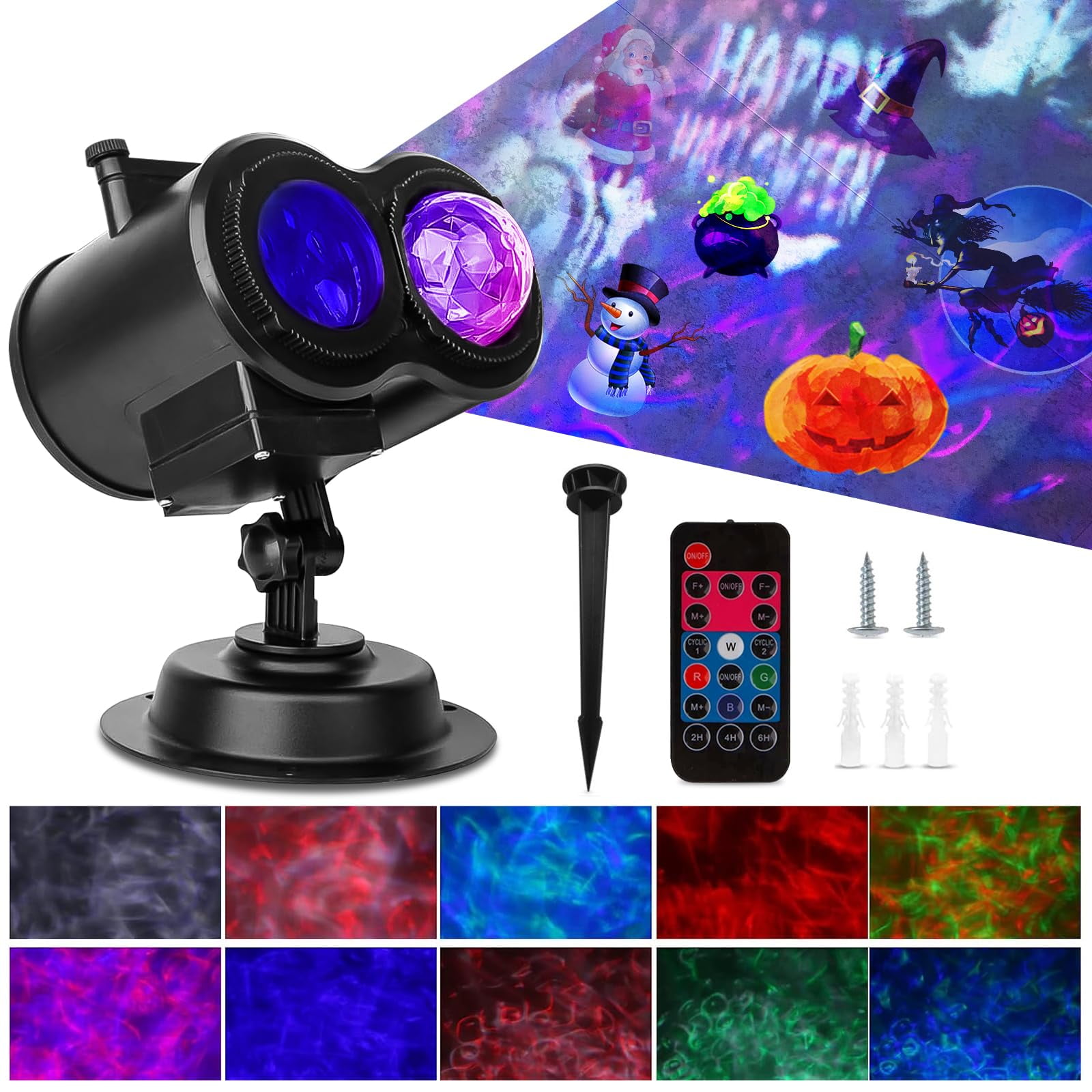 Christmas Projector Lights, Remote Control 2-in-1 HD LED, 16 Slides 10 ...