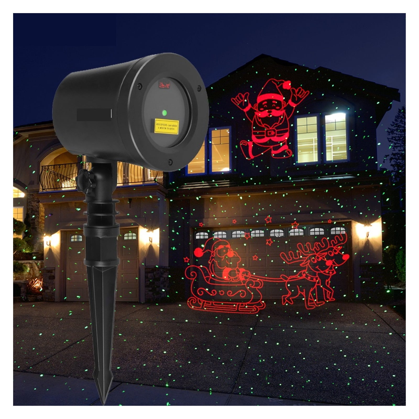 Christmas Projector Motion Red Theme Santa Elk Sled Static Green Dots ...