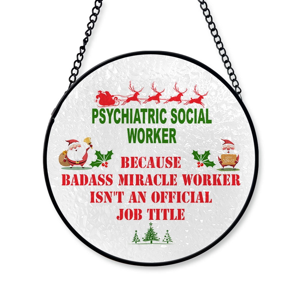 Christmas Psychiatric Social Worker Stained Glass Window Hanging 2025 ...