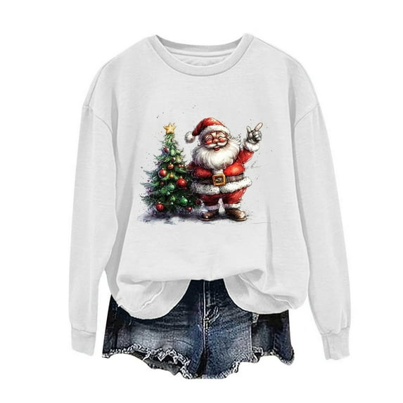 Christmas Pullover for Women Lightweight Crewneck Vintage Long Sleeve ...