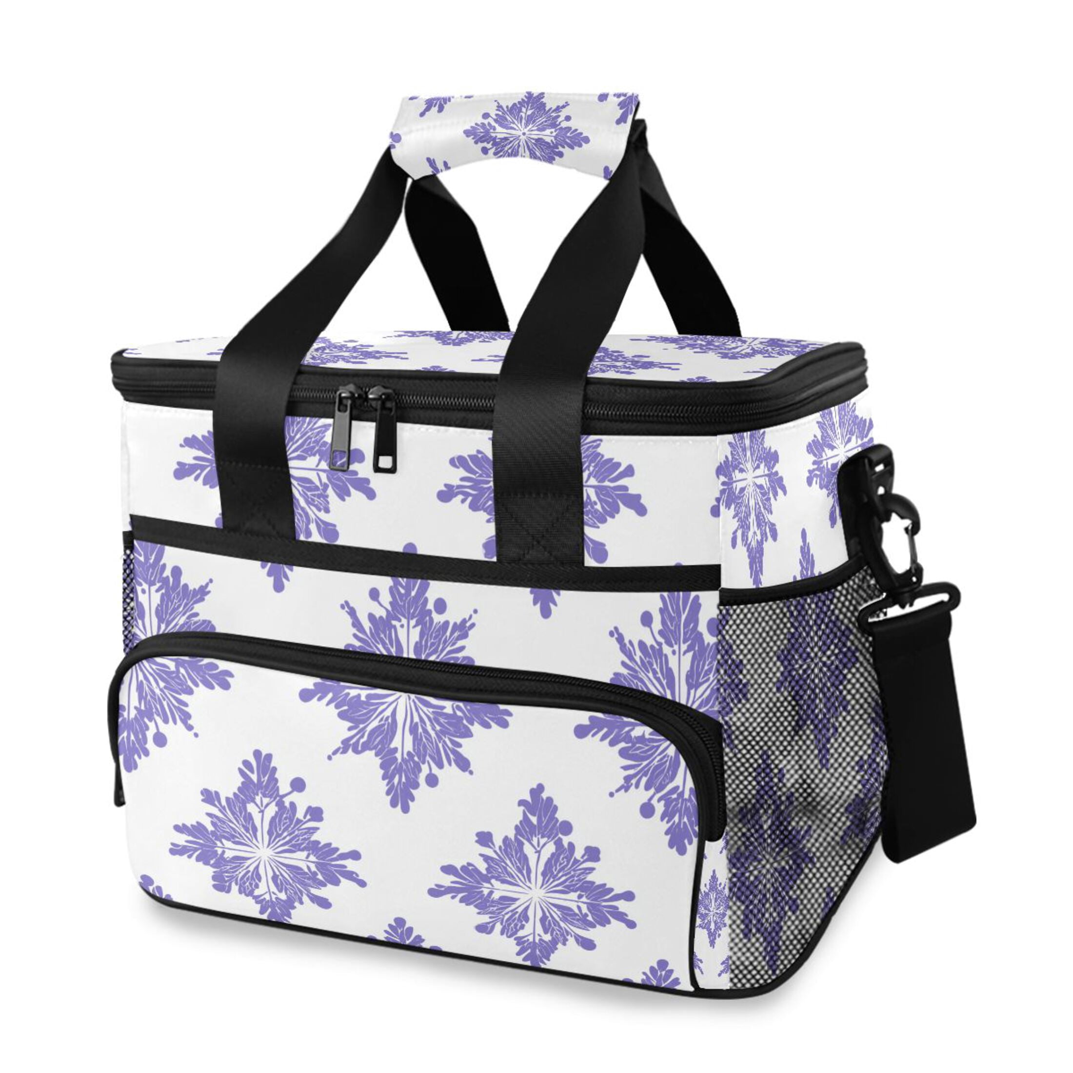 Christmas Purple Color Snowflakes Portable Cooler Lunch Box Reusable ...