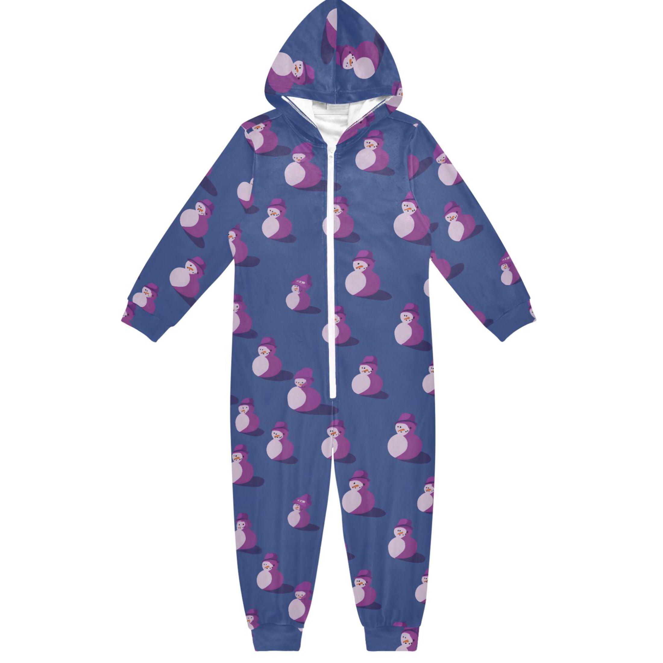 Christmas Purple Snowman One Piece Pajamas Soft Jumpsuit Cozy Sleep and ...