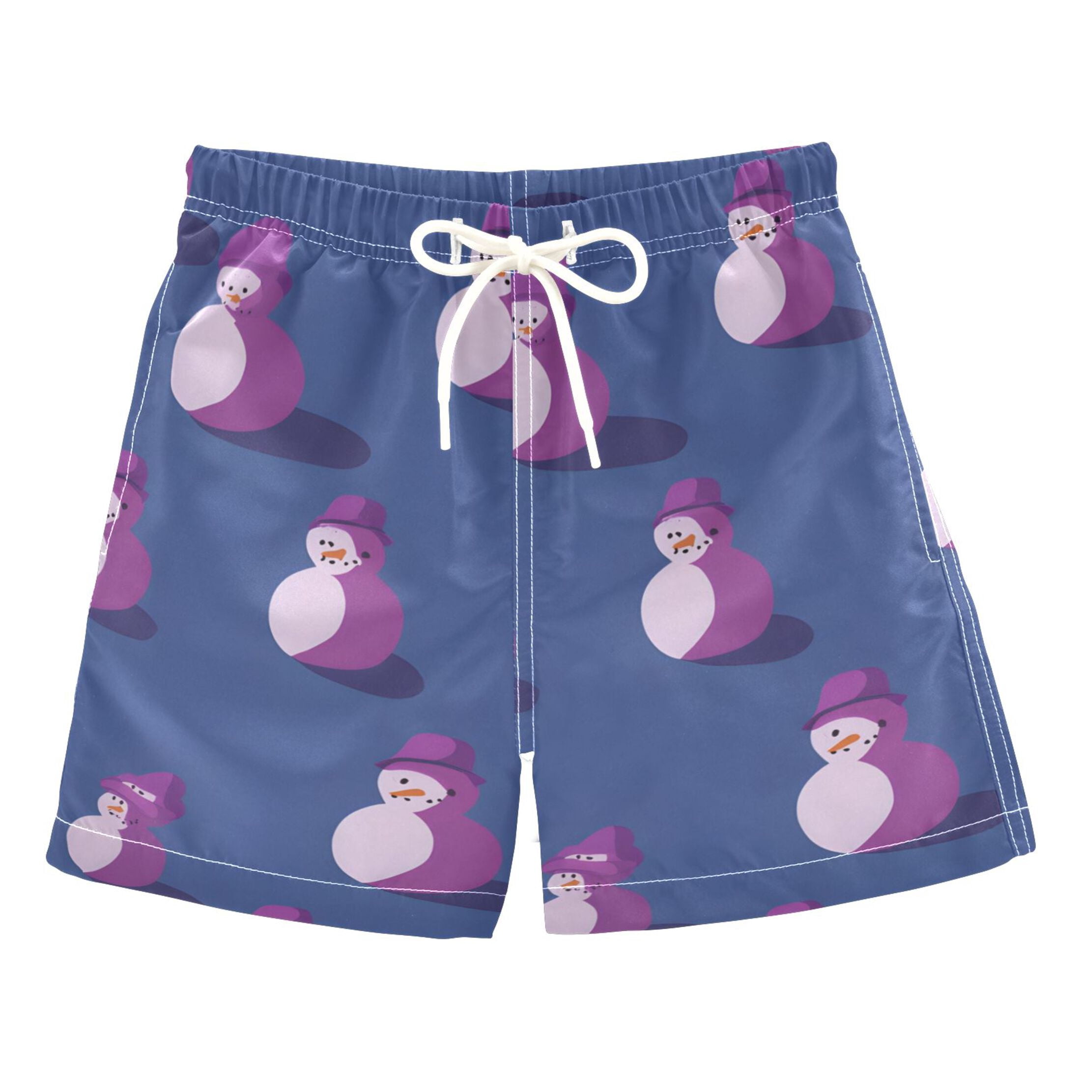 Christmas Purple Snowman Swim Trunks Quick Dry Beach Pool Board Shorts ...