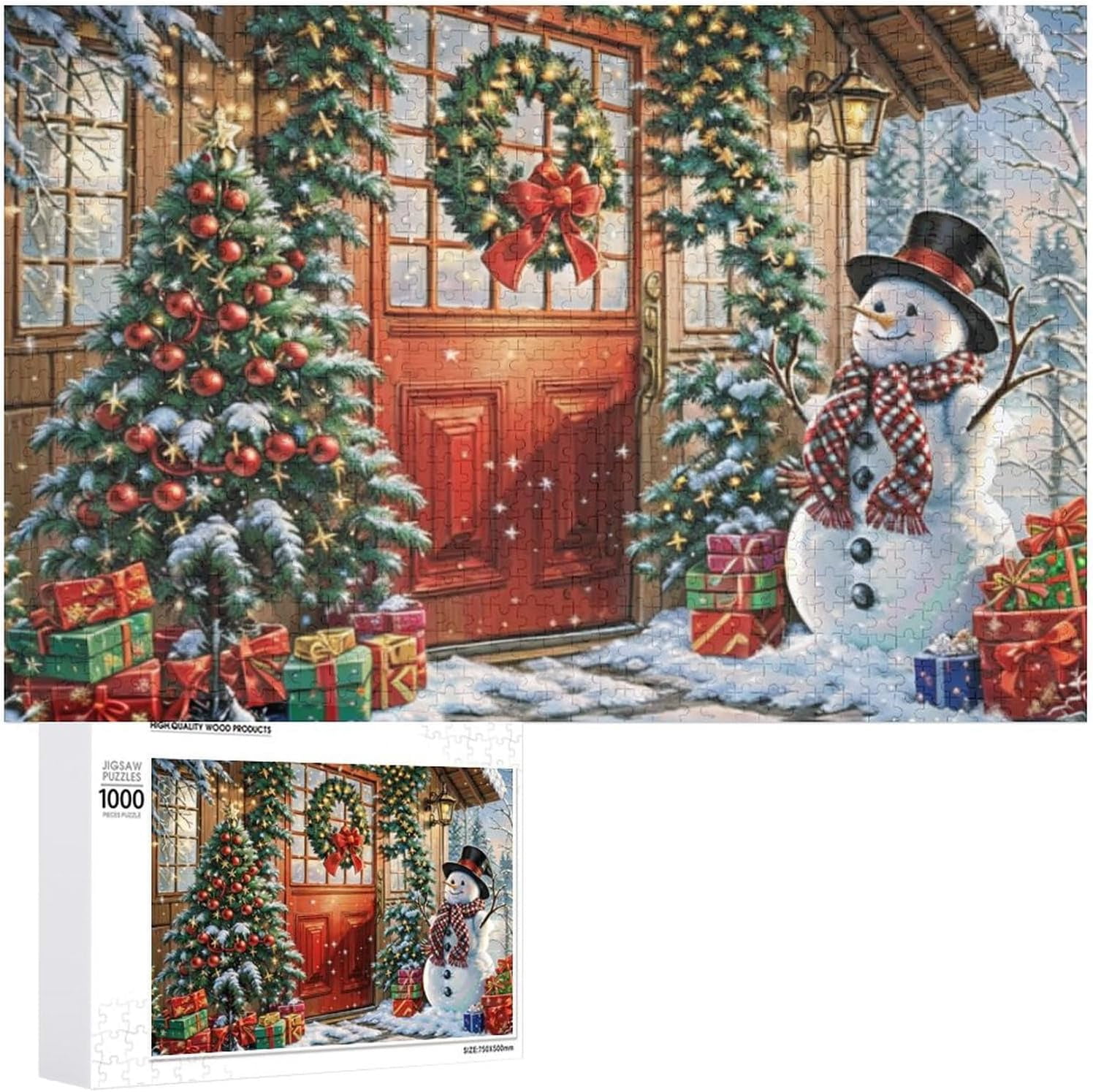 Christmas Puzzle 1000 Pieces Jigsaw Puzzle Illustration of Snowman in ...