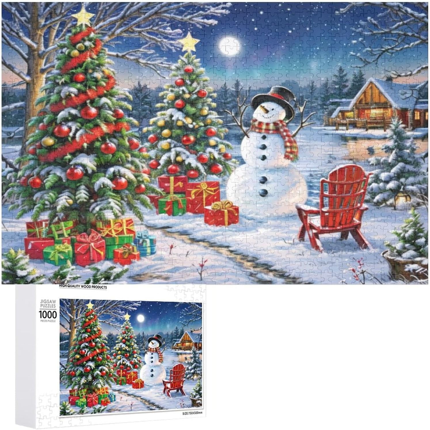 Christmas Puzzle 1000 Pieces Jigsaw Puzzle Illustration of Snowman in ...