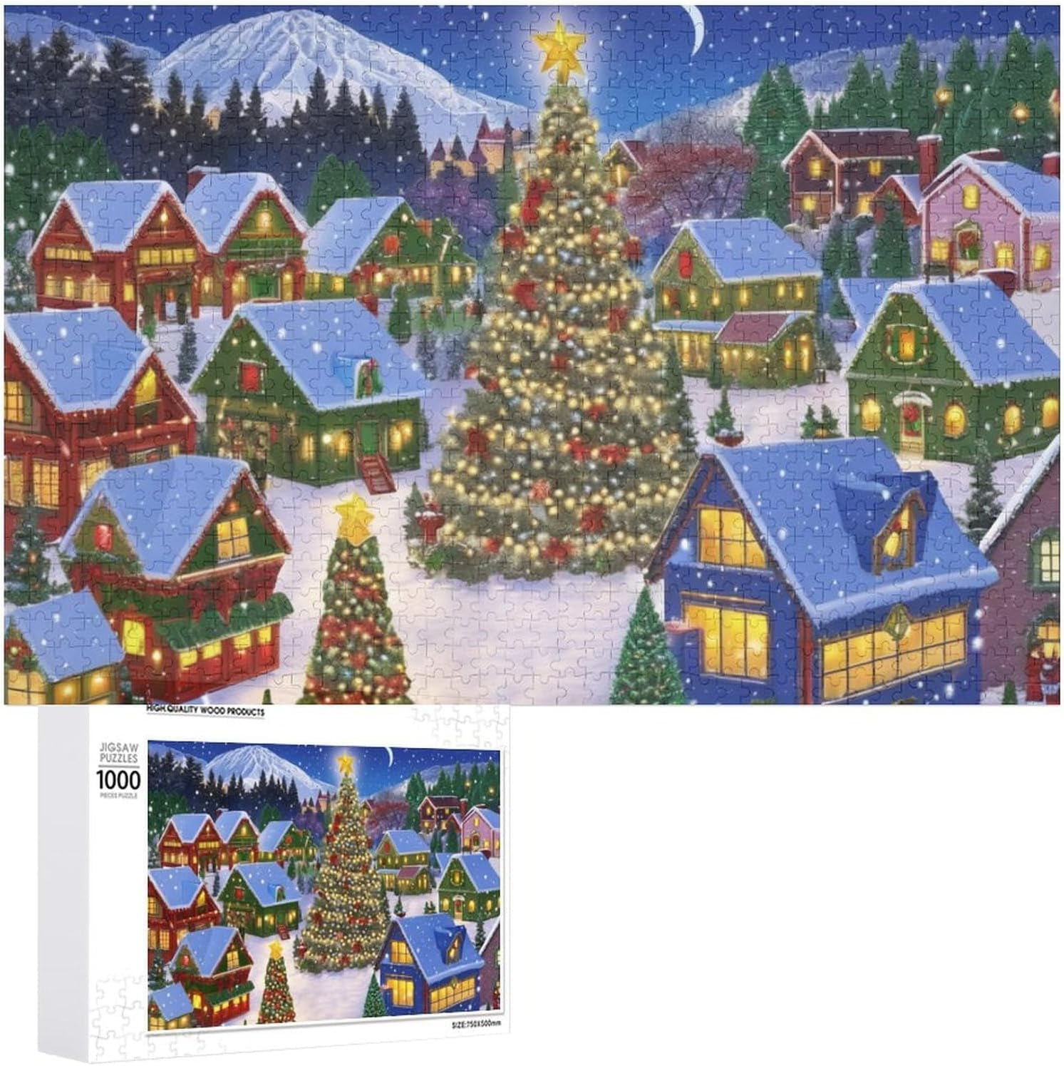Christmas Puzzle 1000 Pieces Jigsaw Puzzle Illustration of Snowman in ...