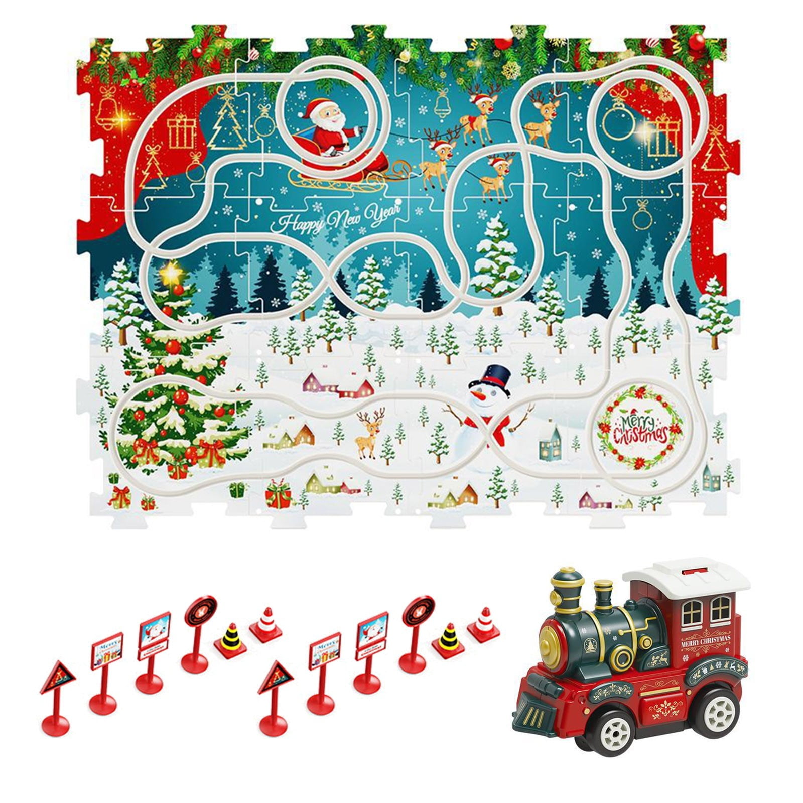 Christmas Puzzle Car Track Set, Puzzle Kids Car Track Set, 12 puzzles ...