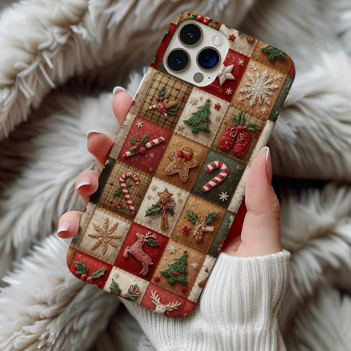 Christmas Quilt Festive Patchwork Tough Holiday Phone Case for iPhone ...