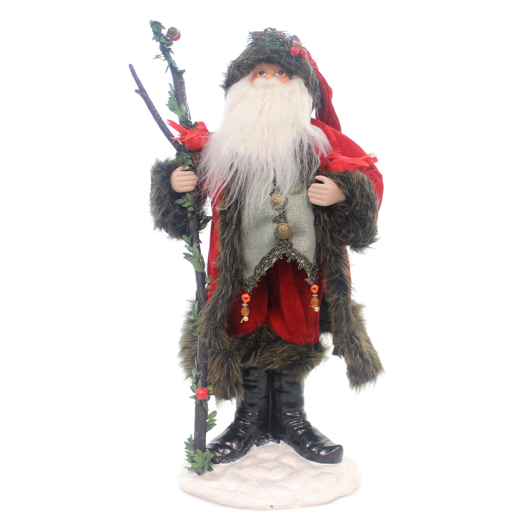 Christmas Red Coat Santa On Snow Base Polyresin Cardinal 33845 ...