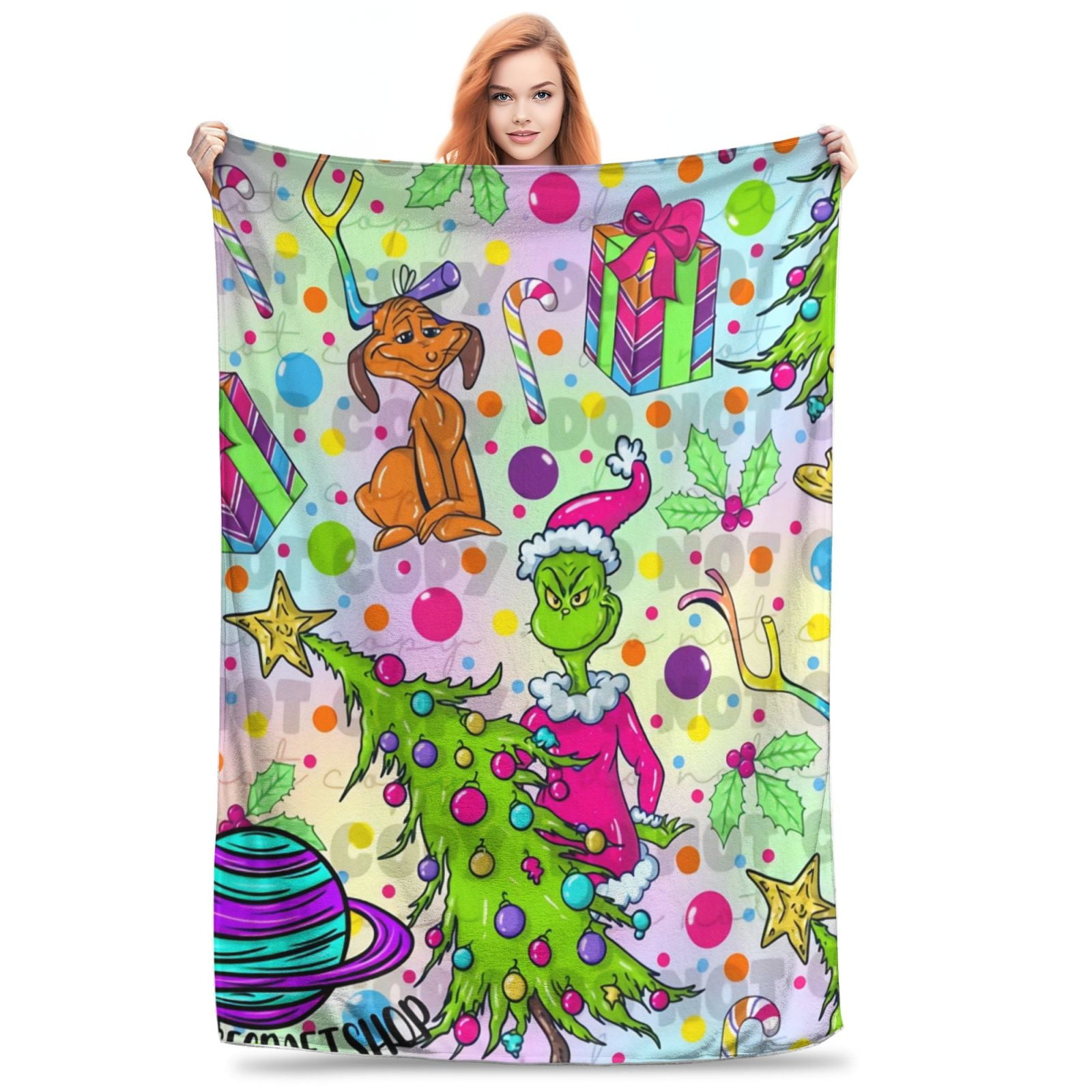 Christmas Rainbow Grinch Blanket Super Soft Throw Blanket Lightweight ...