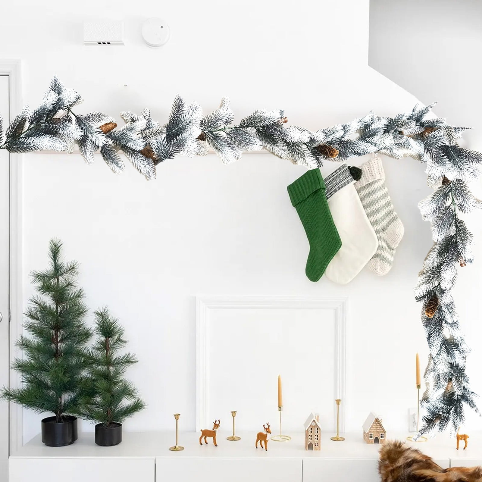 Christmas Rattan Decoration, Artificial Christmas Green Leaf Garland ...