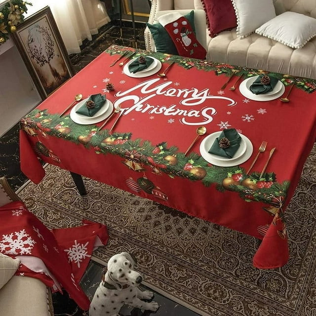 Christmas Rectangular Tablecloth Waterproof Holiday Decoration Fabric ...