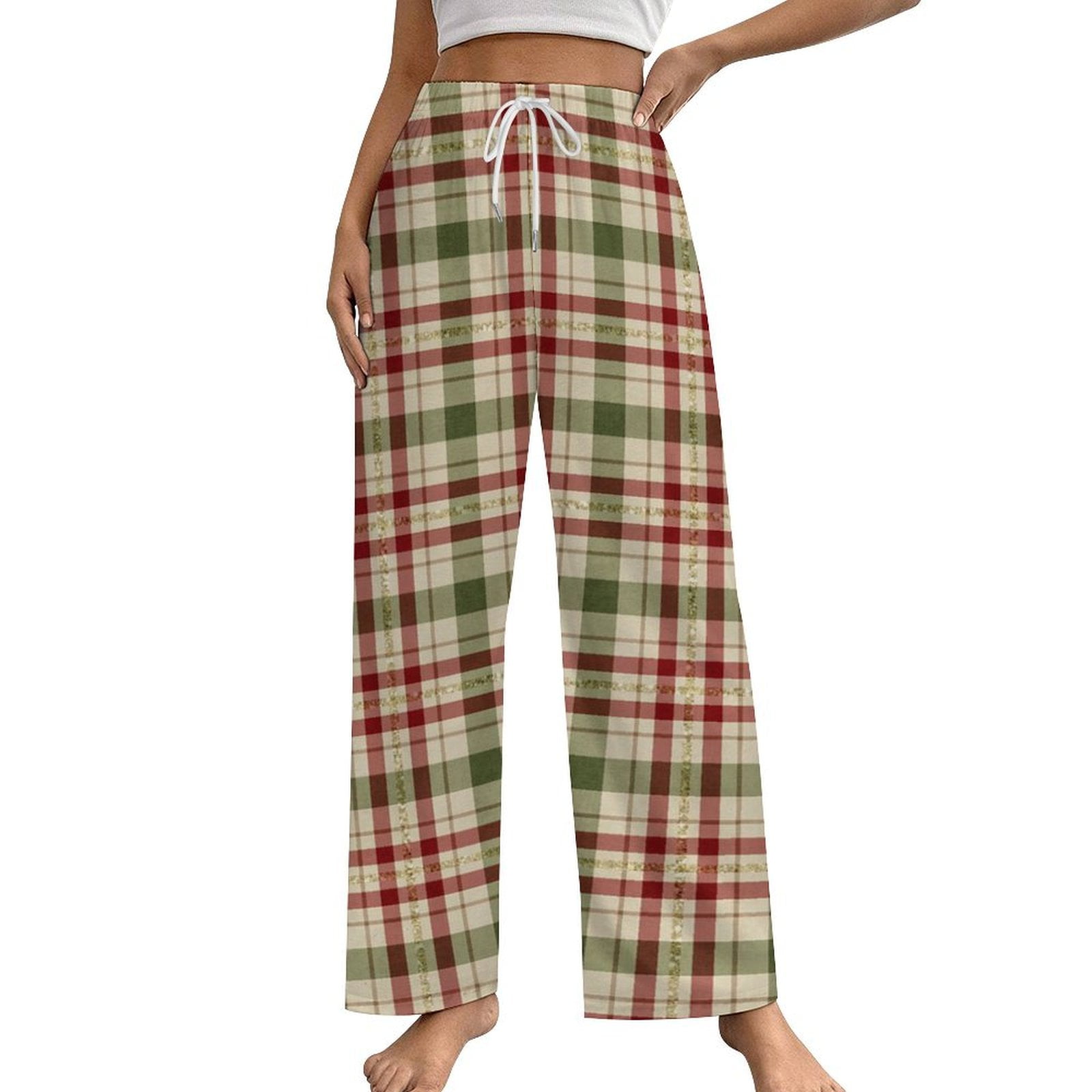 Christmas Red And Green Checkered Pattern with White Dots Women's ...