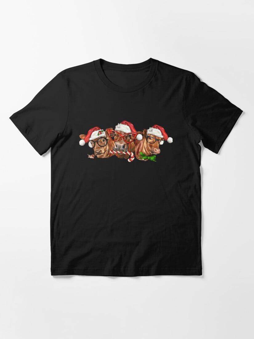 Christmas Red Angus Cows Father Christmas Hat Candy Cane Farm Unisex T ...