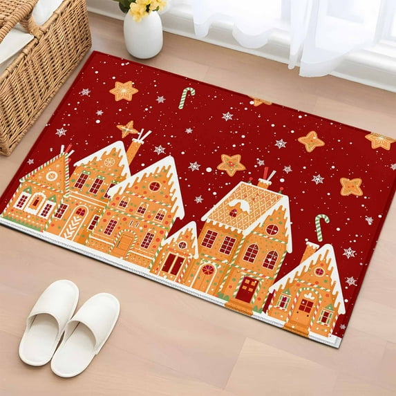 Christmas Red Bathroom Rug Washable 2x3 Entryway Rug Non Slip Winter ...