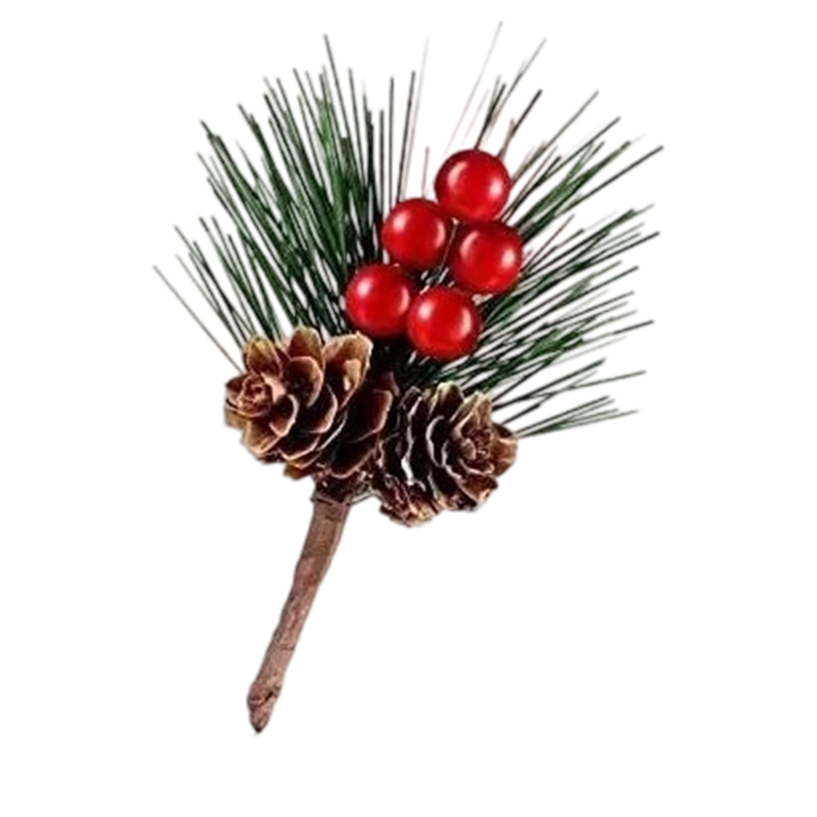 Christmas Red Berry Picks Artificial Holly Branch with Pine Cones ...