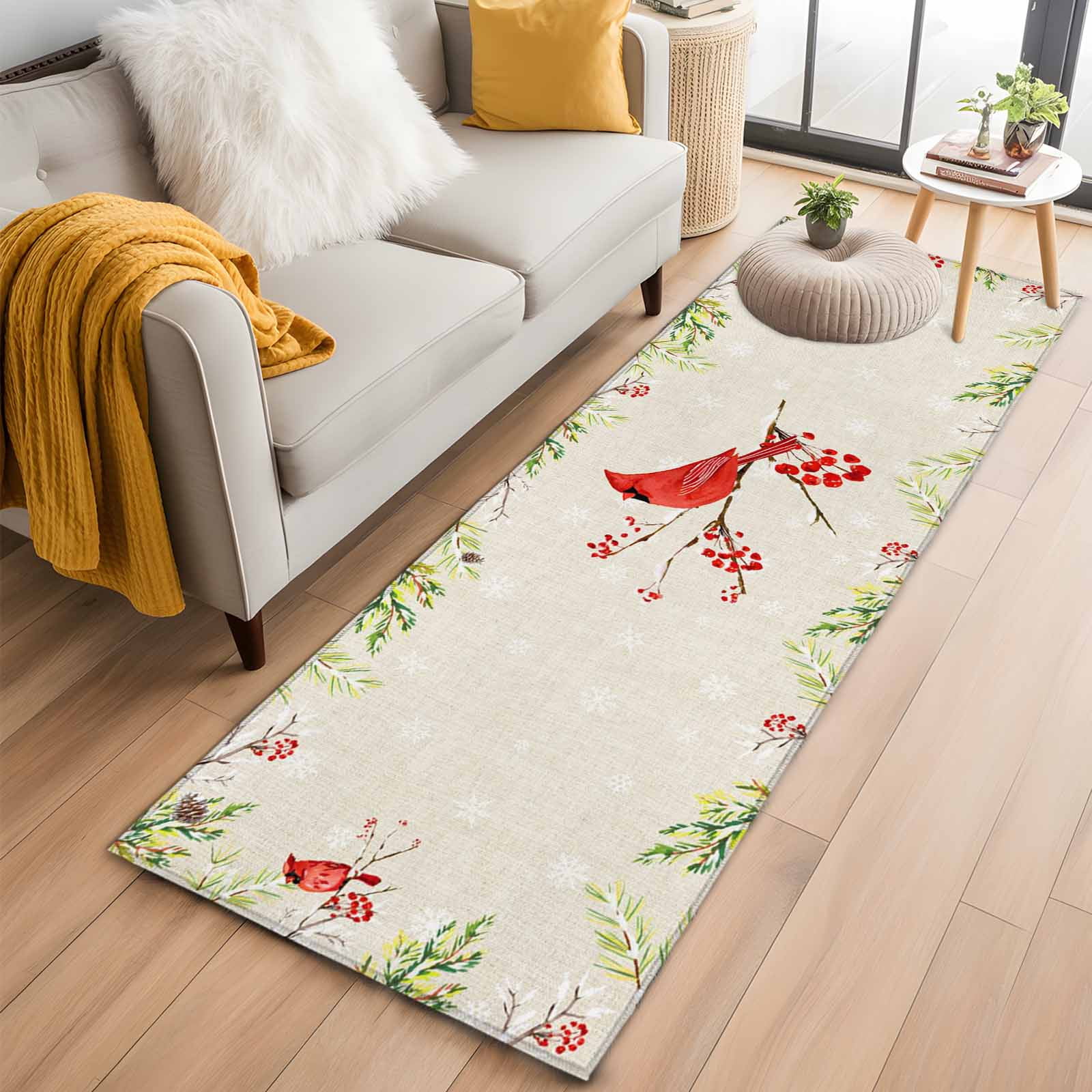 Christmas Red Bird Kitchen Runner Rug 2x6 Washable Runners for Hallway ...