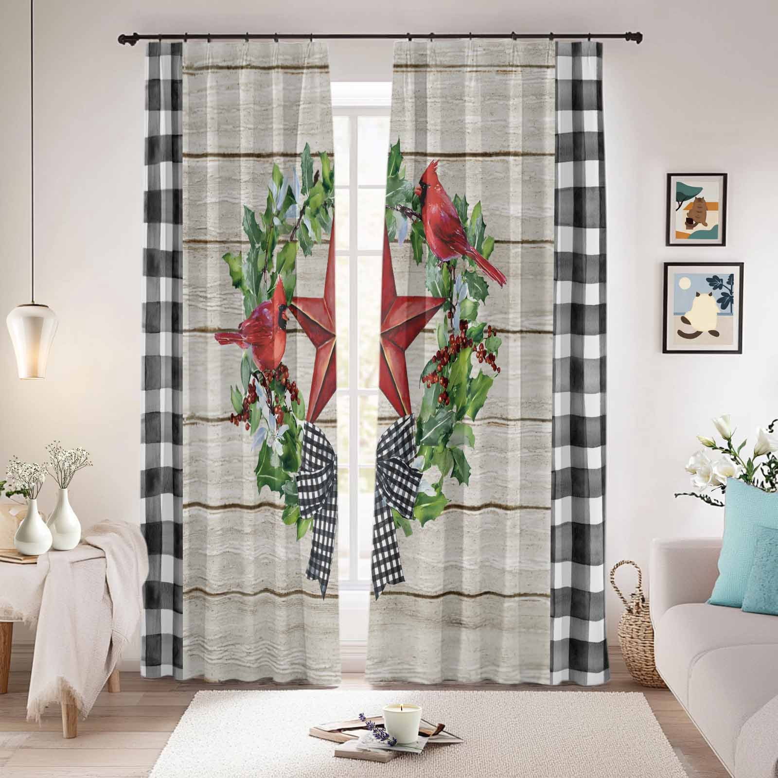 Christmas Red Birds Blackout Curtains for Bedroom/Living Room, Pinch ...