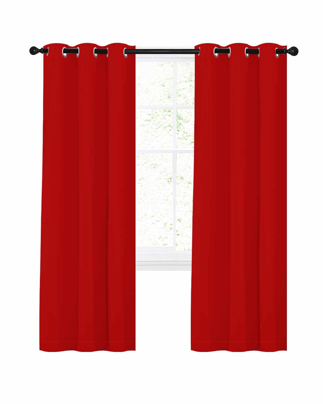 Christmas Red Blackout Curtains 2 Panels, Thermal Insulated Grommet ...