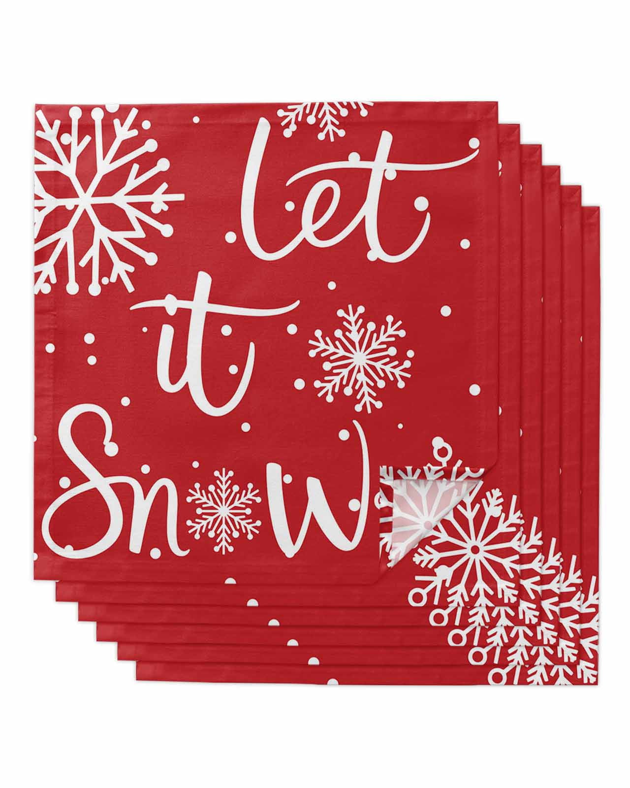 Christmas Red Cloth Napkins Set of 6 Reusable Dinner Napkins, Winter ...