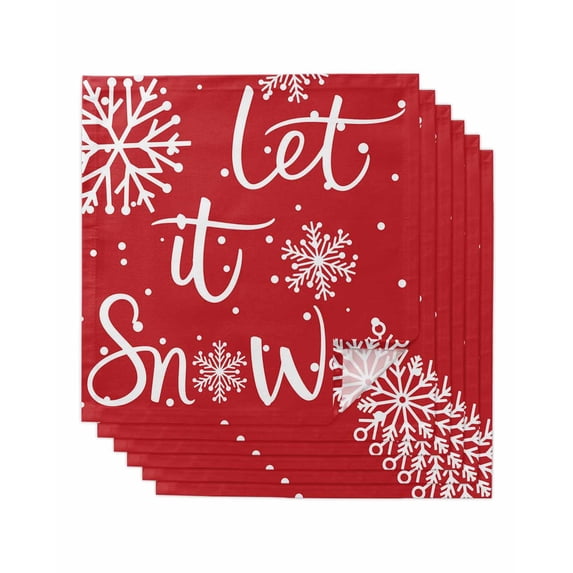 Christmas Red Cloth Napkins Set of 6 Reusable Dinner Napkins, Winter ...