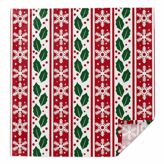 Christmas Red Cloth Napkins Washable Set of 1, Winter Snowflake Xmas Green Leaves Berries ...