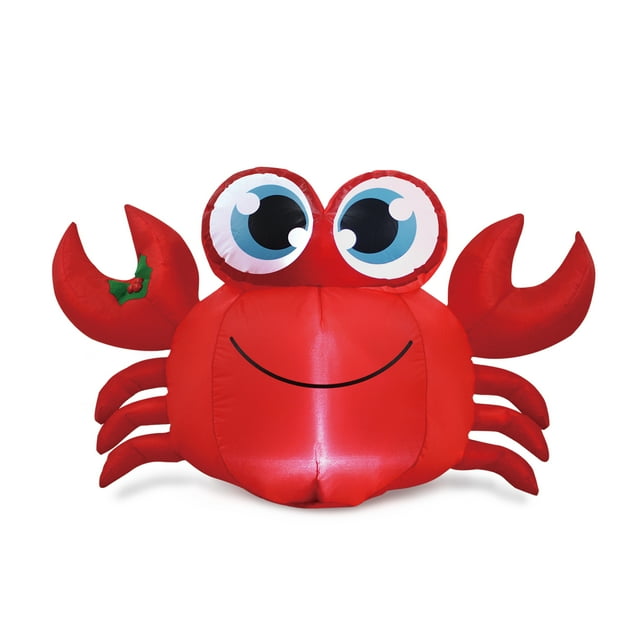 Christmas Red Crab Inflatable with Berries & Holly Leaves, 3.5 ft, by ...