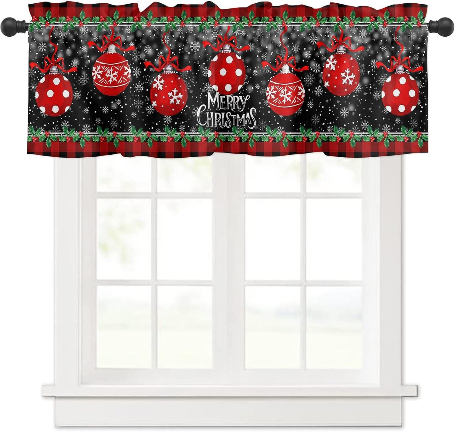 Christmas Red Curtain Valance for Windows/Living Room/Kitchen/Bathroom ...