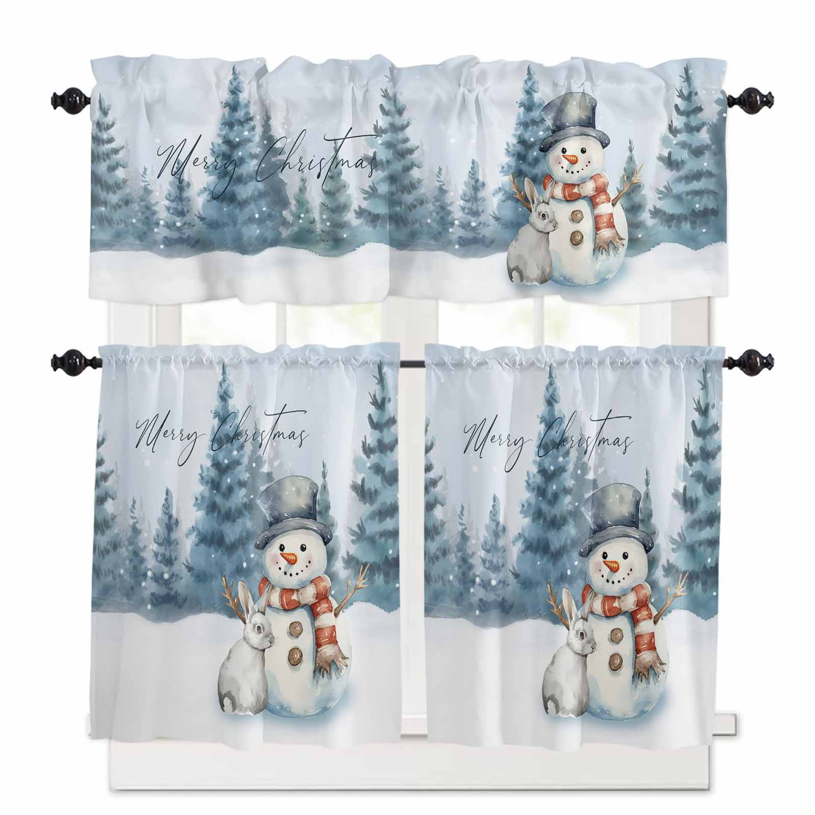 Christmas Red Curtain Valances Set Gift Santa Claus Gnome Pattern ...
