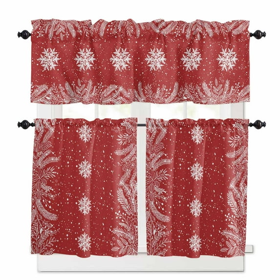 Christmas Red Curtain Valances Set and Green Buffalo Plaid Kitchen ...