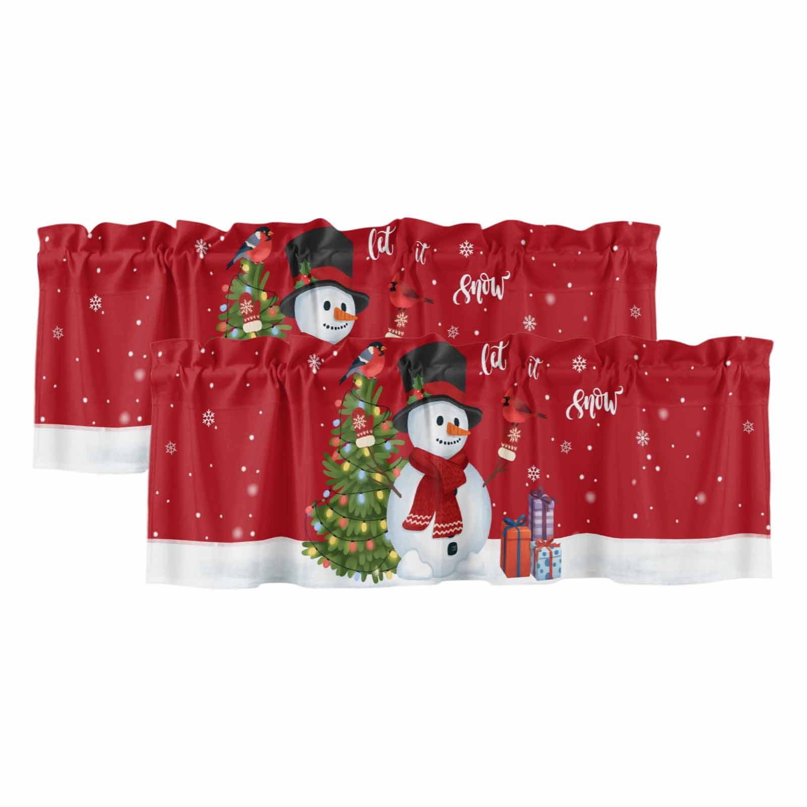 Christmas Red Curtain Valances for Windows, Kitchen Valance Window ...