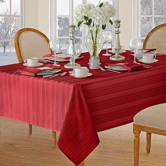 Christmas Red Denley Woven Textured Satin Stripe 60 x 84 inch Rectangle ...
