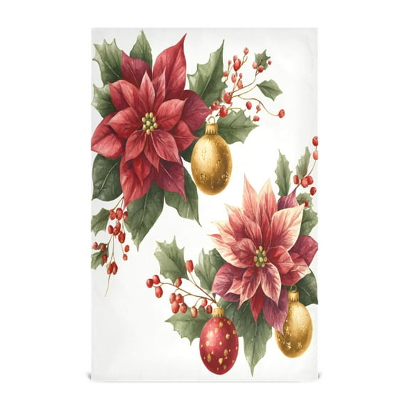 Christmas Red Flower Design Kitchen Towels Dishcloth Decorative Waffle ...